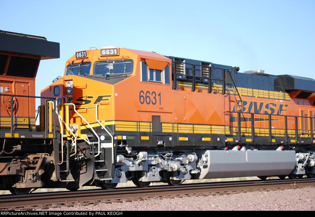 BNSF 6631 glows in the sun's rays in this close up.